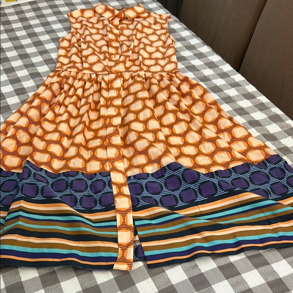 Mango | Dresses | Mango Asymmetrical Dress In Orange And Blue | Poshmark